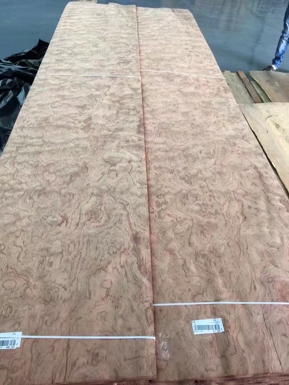 Sliced Natural Bubinga Pommele Wood Veneer Sheet